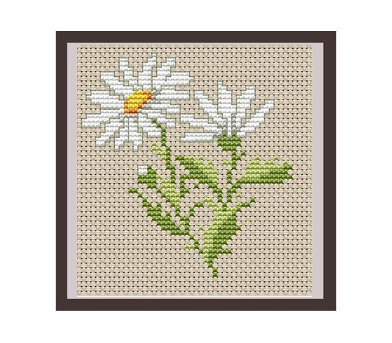Daisy Pattern. Counted Cross Stitch Pattern. Nature. Flower.