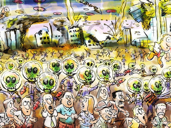 Alien Invasion Art Print Apocalypse Aliens War of the