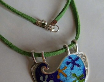 silver jewelrysterling silver hot enamel pendant by tsio55 on Etsy