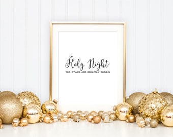 Christmas Printable Art Print 8x10 Sparkle Gold Glitter