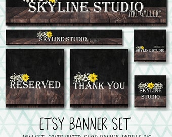 Etsy Banner Set Rustic Banner Set Wooden String by ZorroStudio