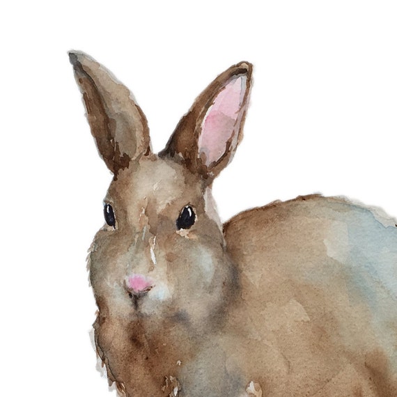 Baby Bunny Watercolor print Woodland Animals by WatercolorJournal