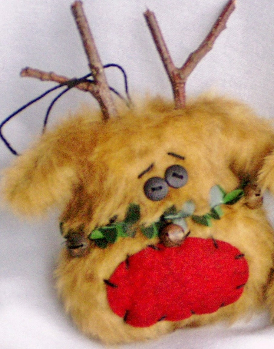 Primitive reindeer ornament set of 2 gift tag rudolph choose