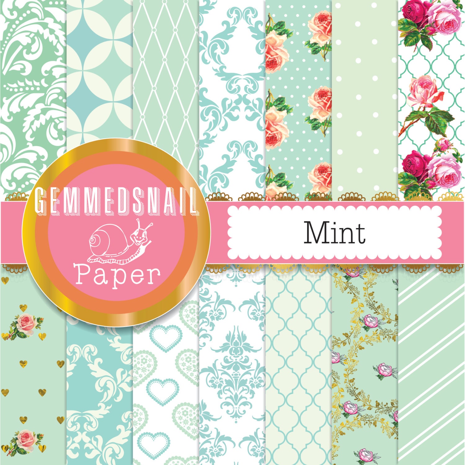 Mint digital paper mint green digital paper. 14 mint