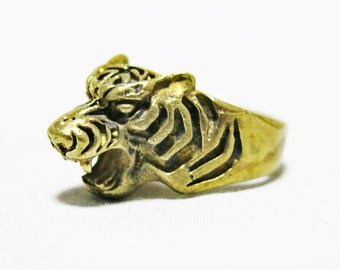 Tiger head ring | Etsy