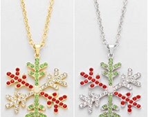 Christmas crystal pave snowflake necklace, best selling jewelry ...
