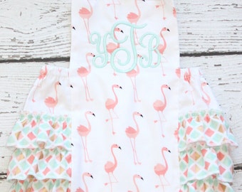 Khaki Seersucker Ruffle Bottom Bubble by EllieHandmades on Etsy