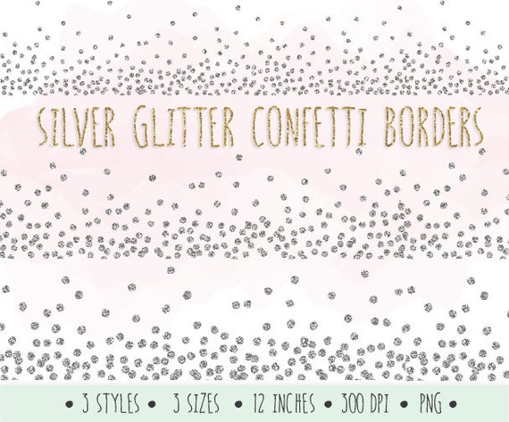 Silver Glitter Confetti Borders Clip Art. Glitter Borders and