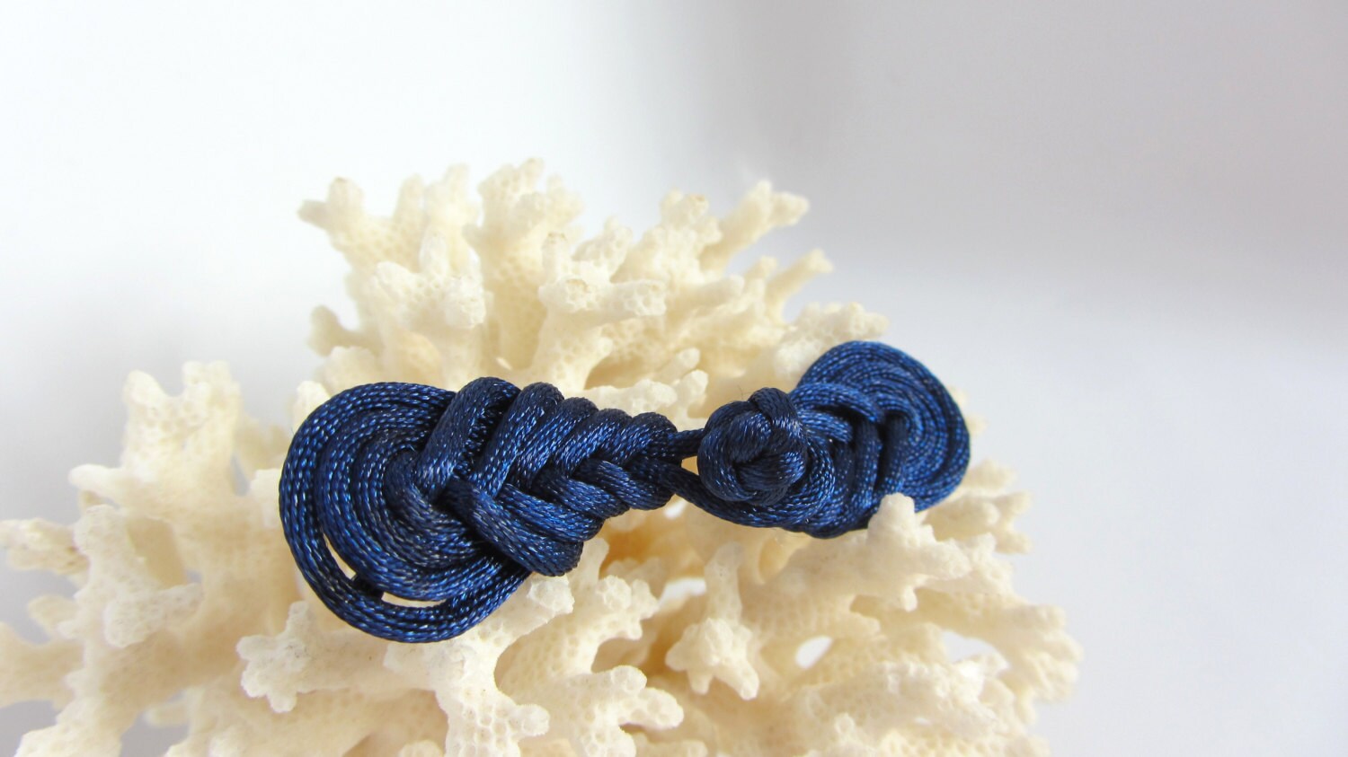 Frog Closure Navy Blue Hand Tied Chinese Knots Button Knot