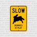 Slow Bunnies at Play pet rabbit novelty sign aluminum