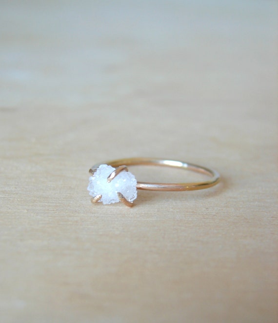 Raw Crystal Ring Rough Stone Ring RARE Snow White by Gemologies