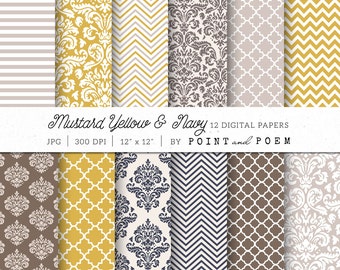 Mustard and navy | Etsy