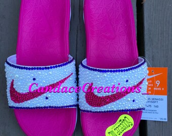 Bling nike slides | Etsy
