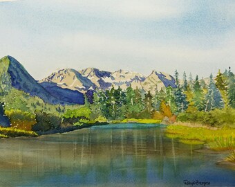 Alaska River Salmon Painting print of original watercolor