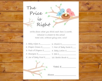 Bird Nest Baby Shower Bingo Game Bird Nest Baby Shower Game