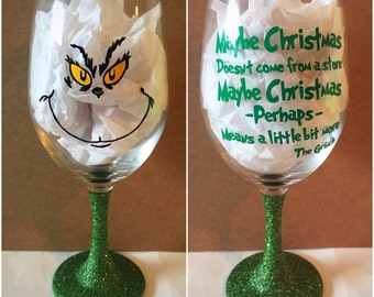 Grinch wine glass | Etsy