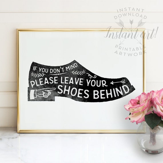 Shoes off sign remove your shoes PRINTABLE art by TheCrownPrints
