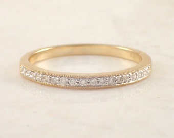 Items similar to 14 Karat Yellow Gold Diamond Stackable Anniversary ...