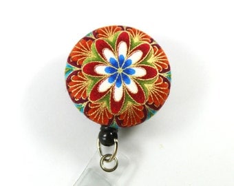 FLOWER Badge Reel Retractable Badge Reel by FabricLoveandFun