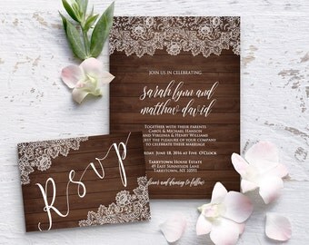 Wedding Invitation Template Instant Download Rustic Modern