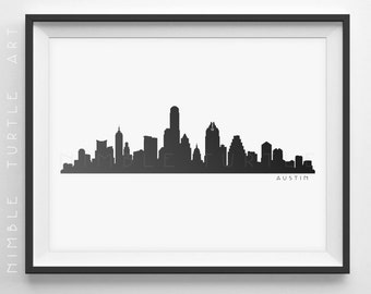 Printable Dallas Skyline Download by NimbleTurtleArt on Etsy