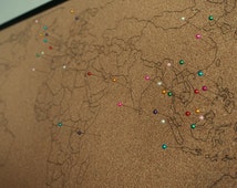 Popular items for world map push pin on Etsy