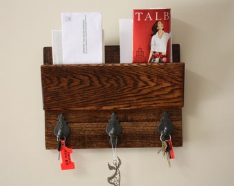 Rustic key hooks with 6 pegs reclaimed wall hooks 24 x