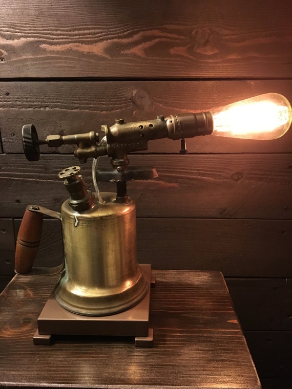 Items similar to Vintage Blow torch steampunk lamp retro antique man ...