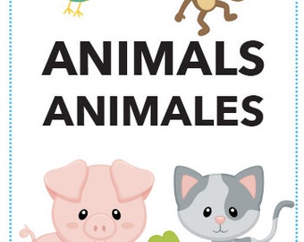 English/Spanish Poster Pack Numbers Animals Colours and