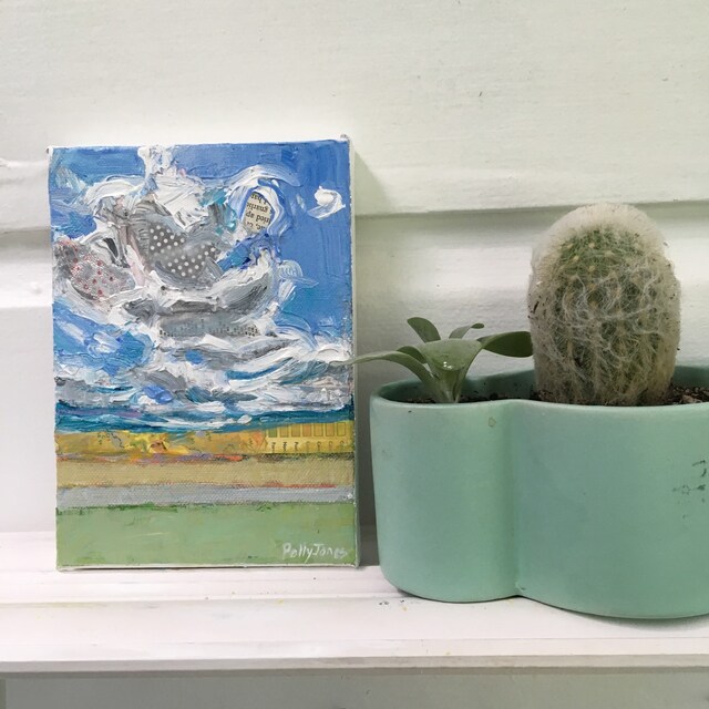 colorful original mixed media paintings by Polly by PollyPainting