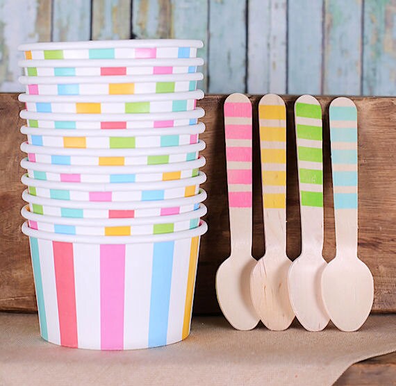 Pastel Rainbow Stripe Ice Cream Cups & by thebakersconfections