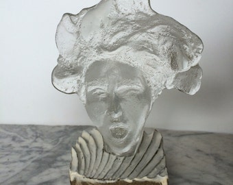 Cast Glass Art Head Prism Face Sculpture A Clear Mind