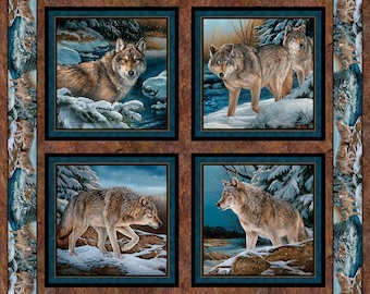 Wolf fabric panel | Etsy