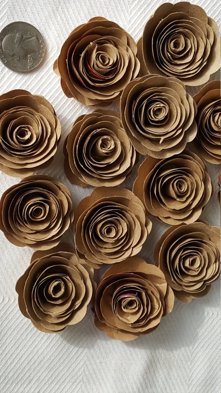 kraft paper spiral roses for scrapbooks cards weddings made