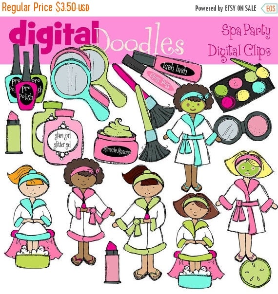 ON SALE KPM Spa Party digital clipart by kpmdoodles on Etsy