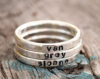 Stackable name rings | Etsy