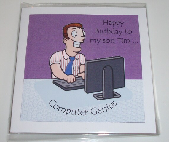 Male Computer Geek birthday card variety by LyndaMacCraftDesigns