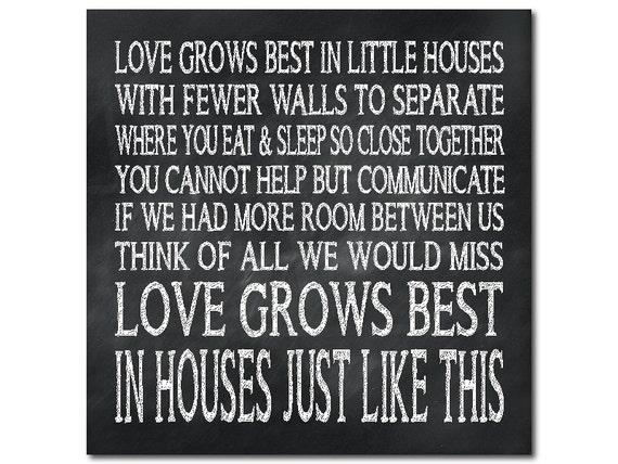 Items similar to Love grows best in little house quote - Canvas wall ...