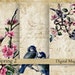 Tropical flowers digital scrapbook paper vintage retro floral