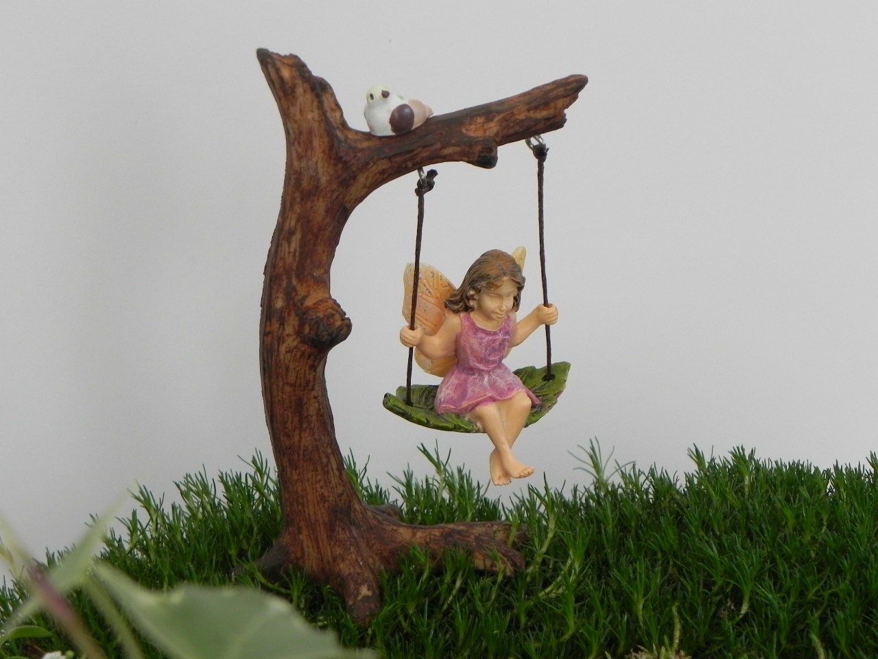 Fairy Garden Swing miniature tree swing with fairy and