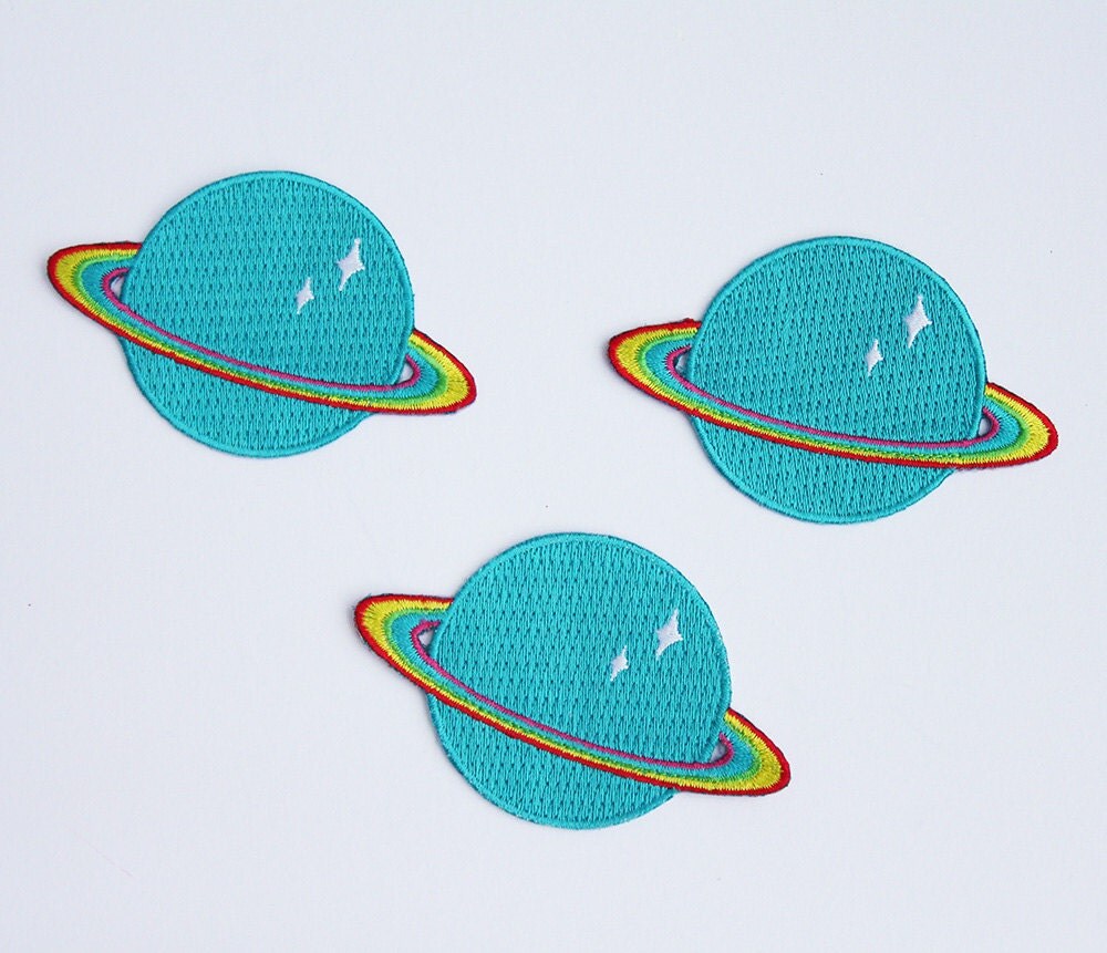 Rainbow Planet Embroidered Iron on Patch