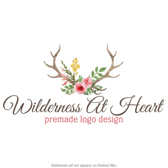 Rustic Antlers Logo & Watermark Premade Design by CyanSkyDesign