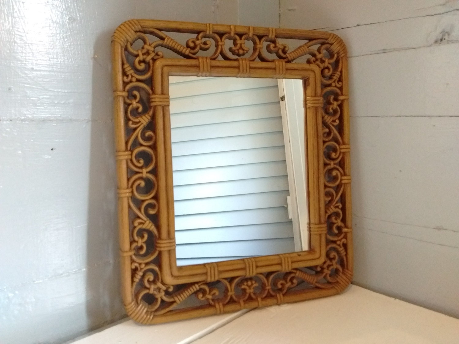 Mirror, Boho, Faux Bamboo, Decorative Frame, Scroll, Wall Mirror ...