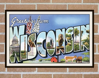 Wisconsin postcard | Etsy