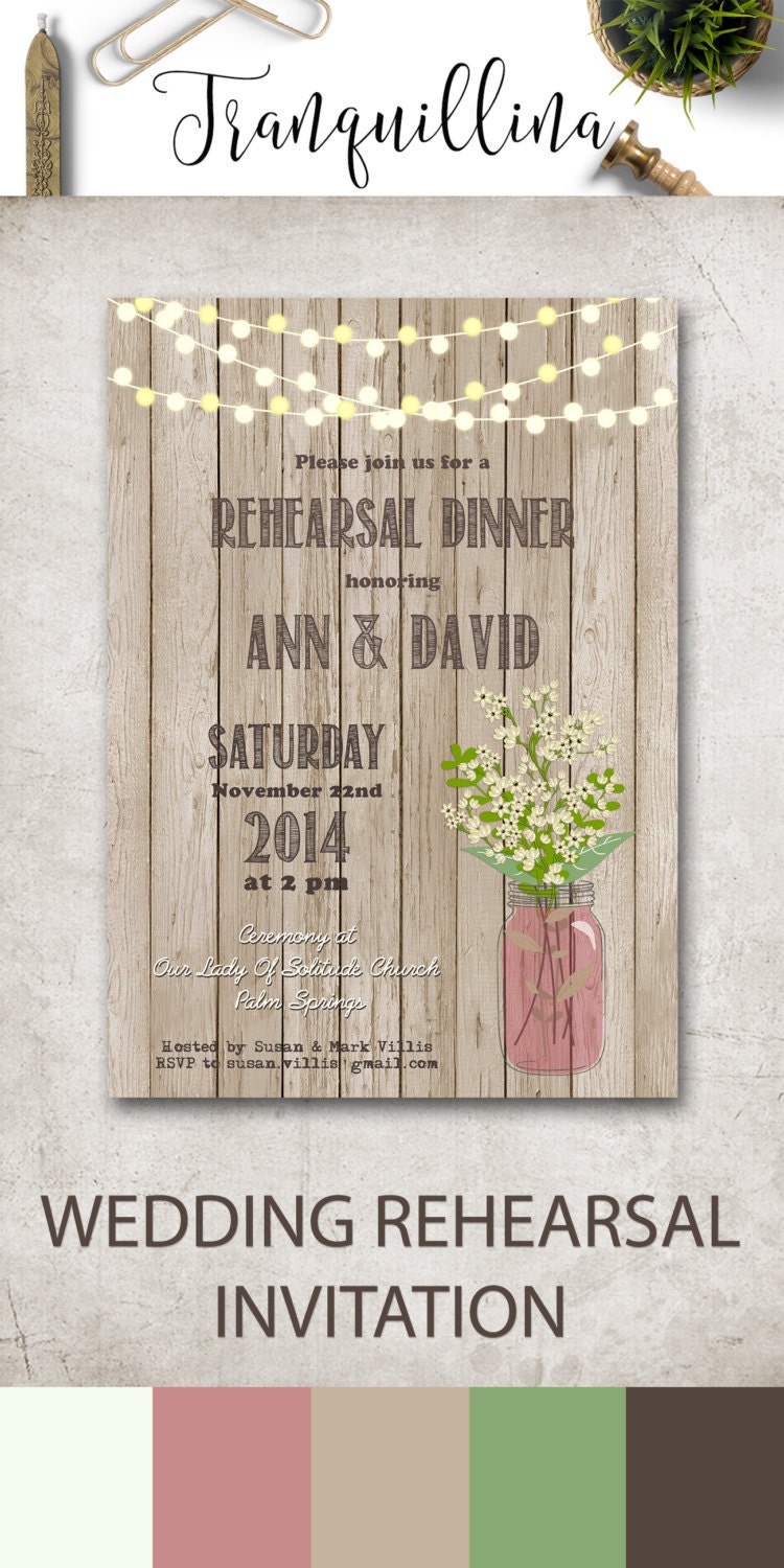 Rustic Wedding Rehearsal Dinner Invitation by tranquillina on Etsy