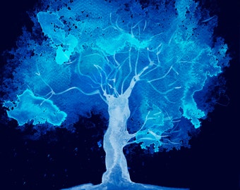 Blue tree print | Etsy