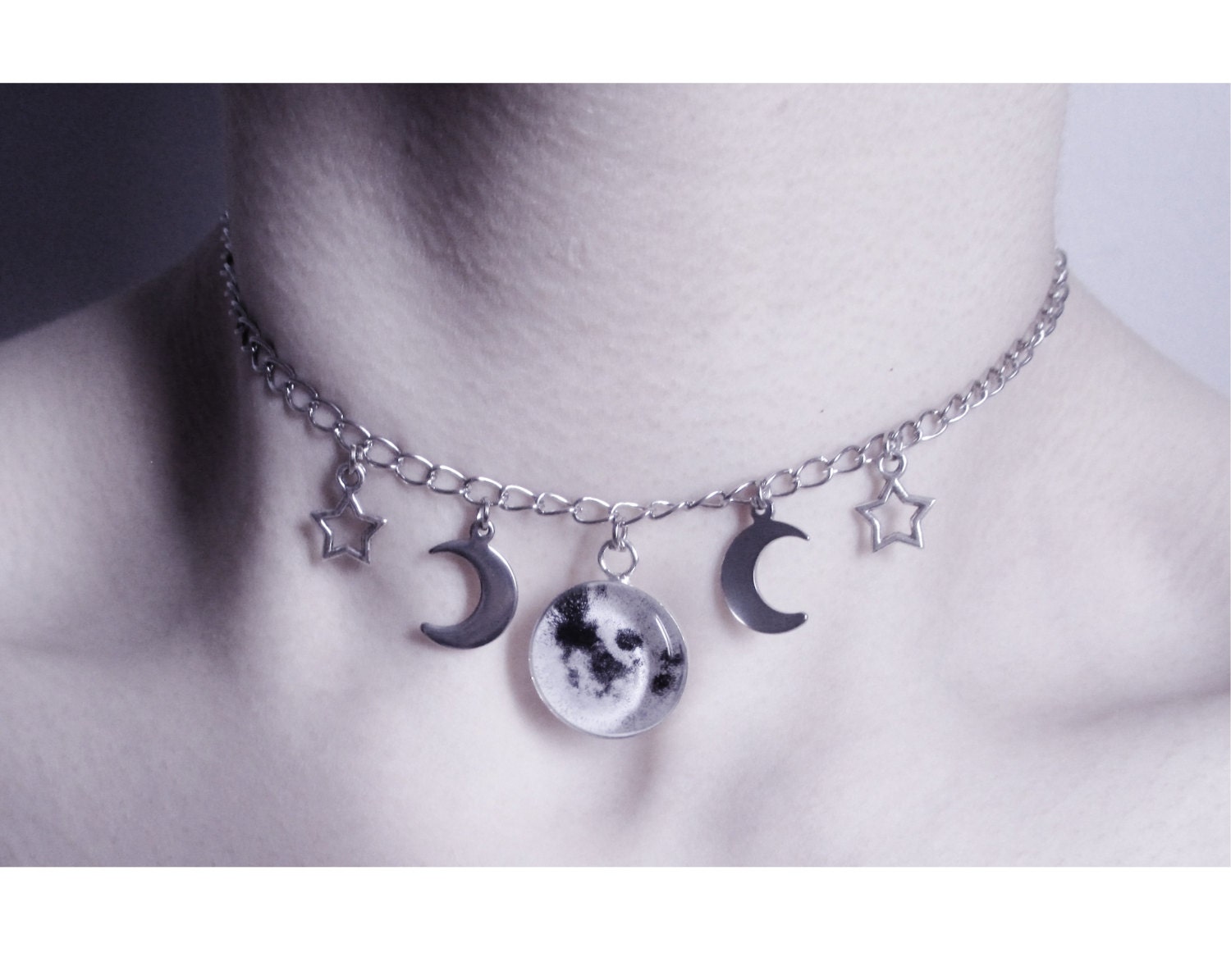 celestial full moon choker pastel goth grunge gothic