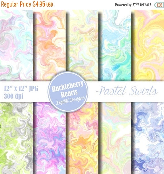 80% OFF SALE Swirl Paper Digital Swirls by HuckleberryHearts