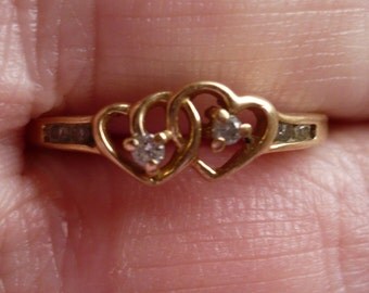 Double heart ring | Etsy