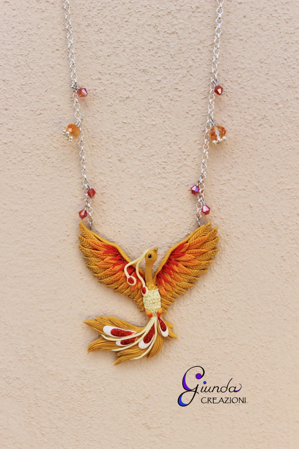 Necklace Phoenix handmade polymer clay